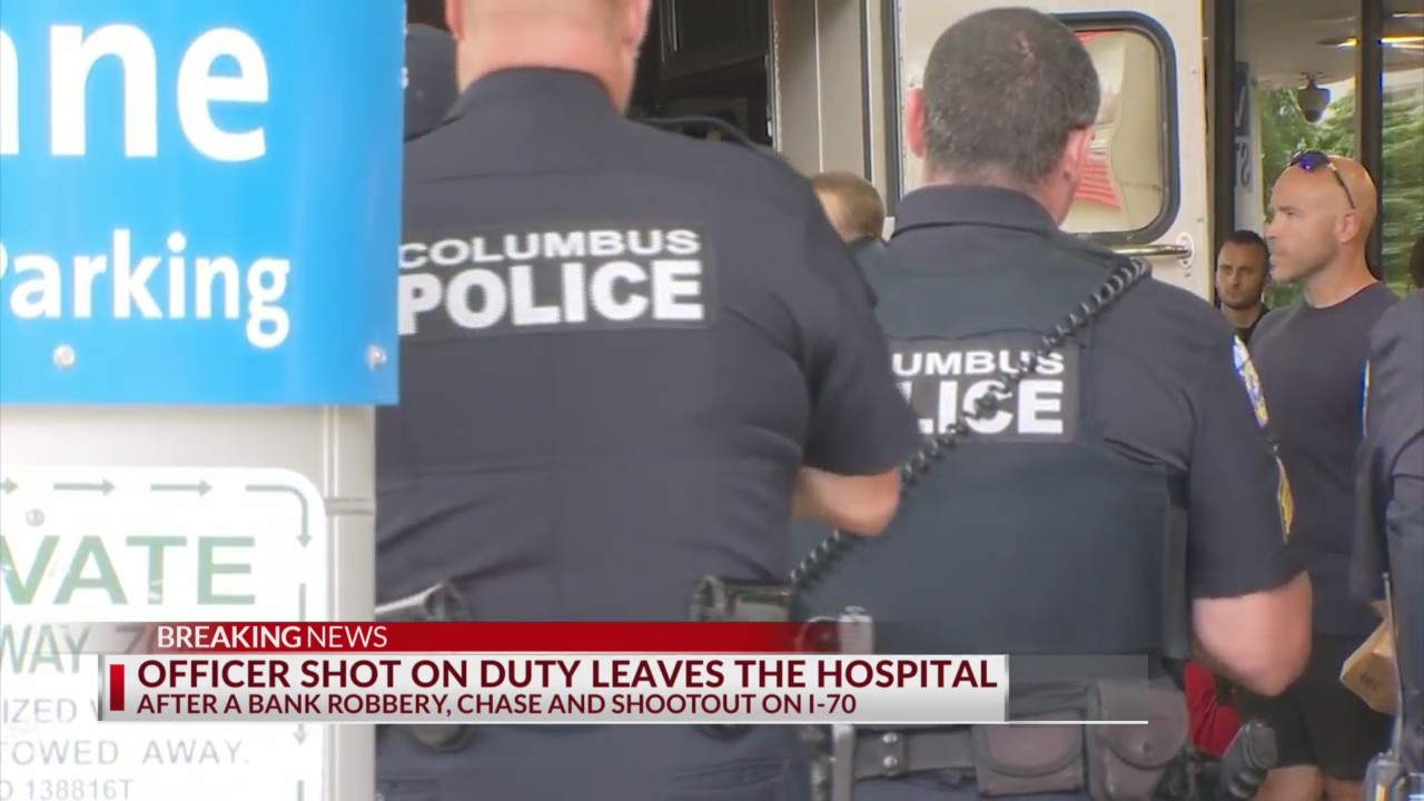 Shot in I-70 robbery chase, Columbus officer is now walking out of ...