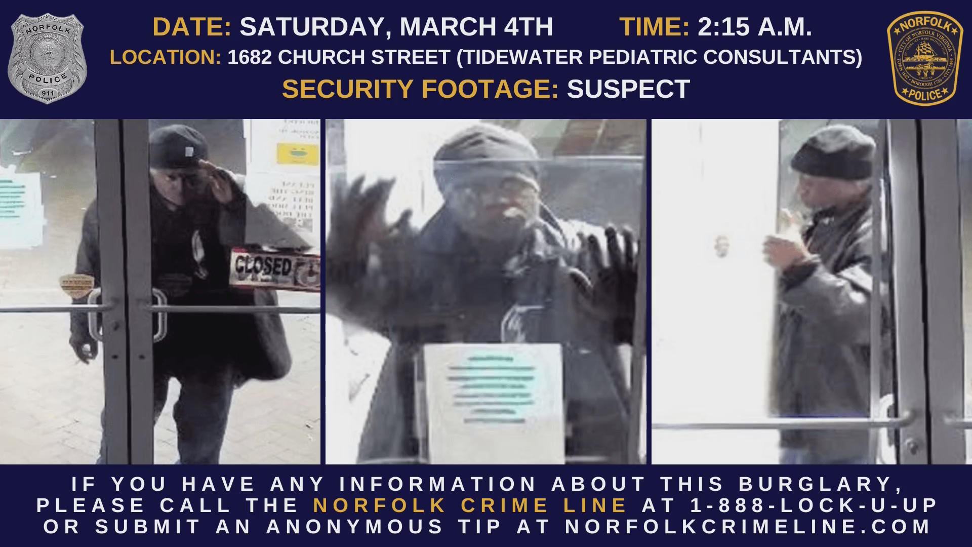 Norfolk police search for suspect in connection to pediatric office ...