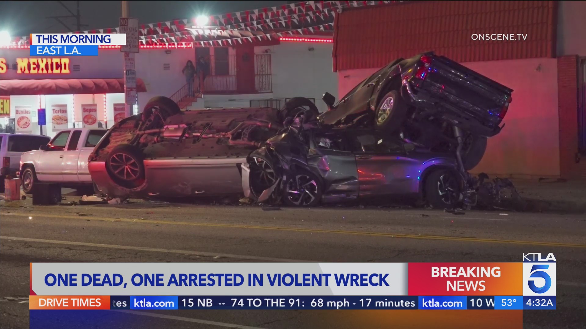 1 dead, 1 arrested in violent 7-vehicle East L.A. crash – KTLA