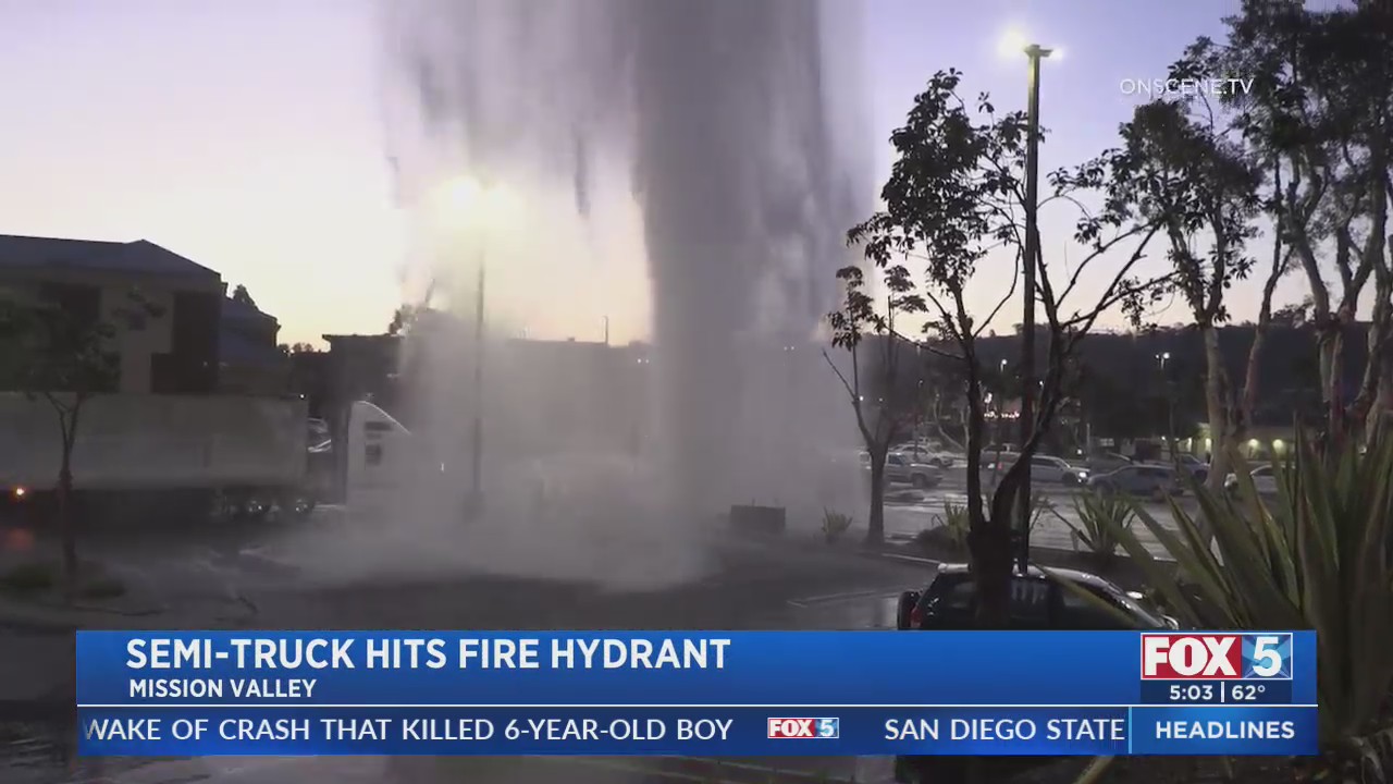 Semi-Truck Hits Fire Hydrant – FOX 5 San Diego & KUSI News