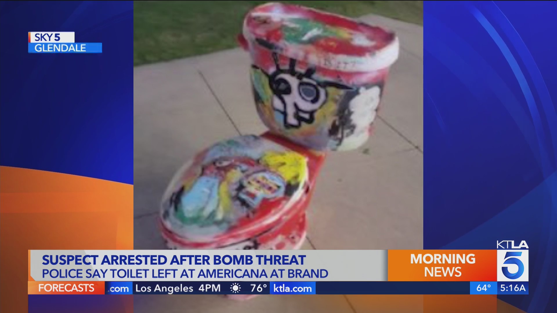 Burbank man arrested for leaving toilet at Americana at Brand, claiming ...