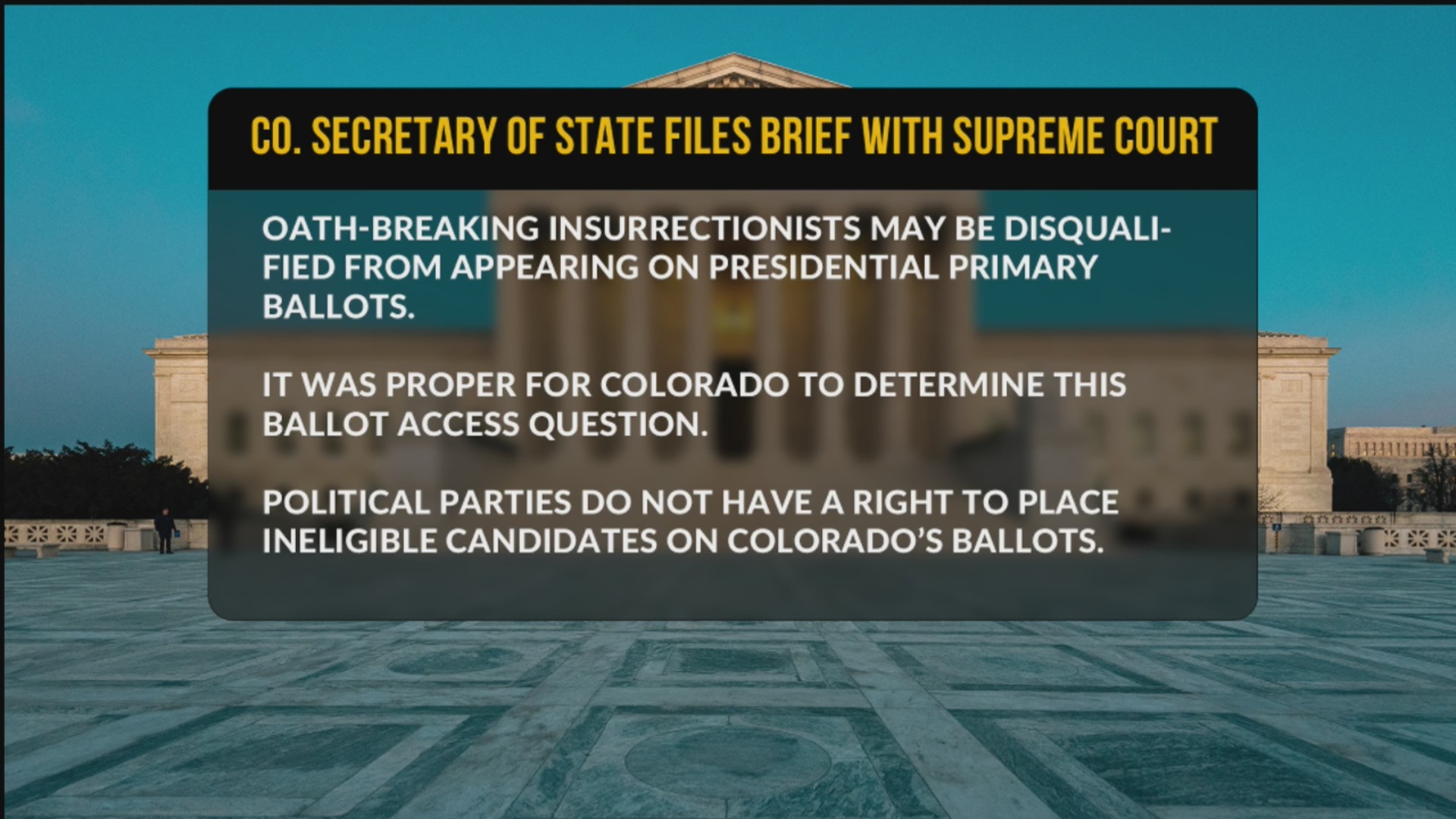 Colorado secretary of state files response brief in Trump case – FOX31 ...