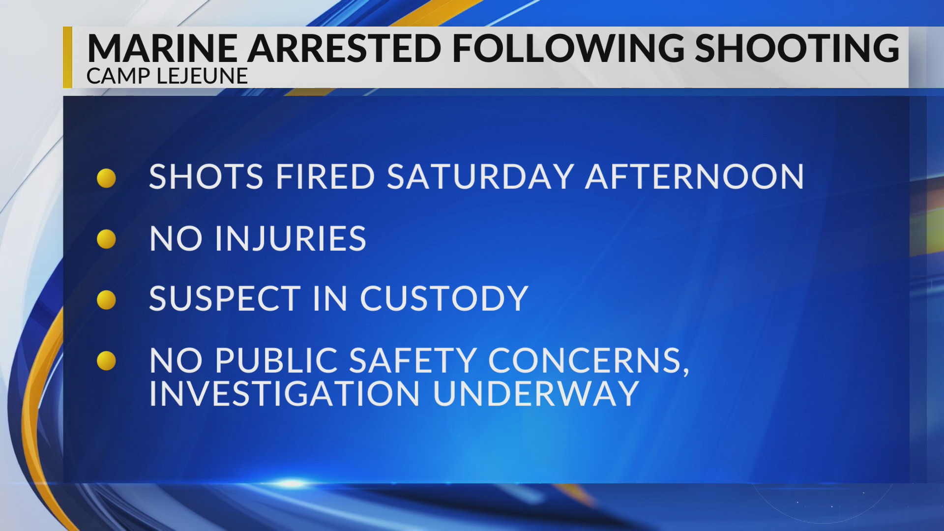Marine taken into custody after shooting incident at Camp Lejeune – WNCT