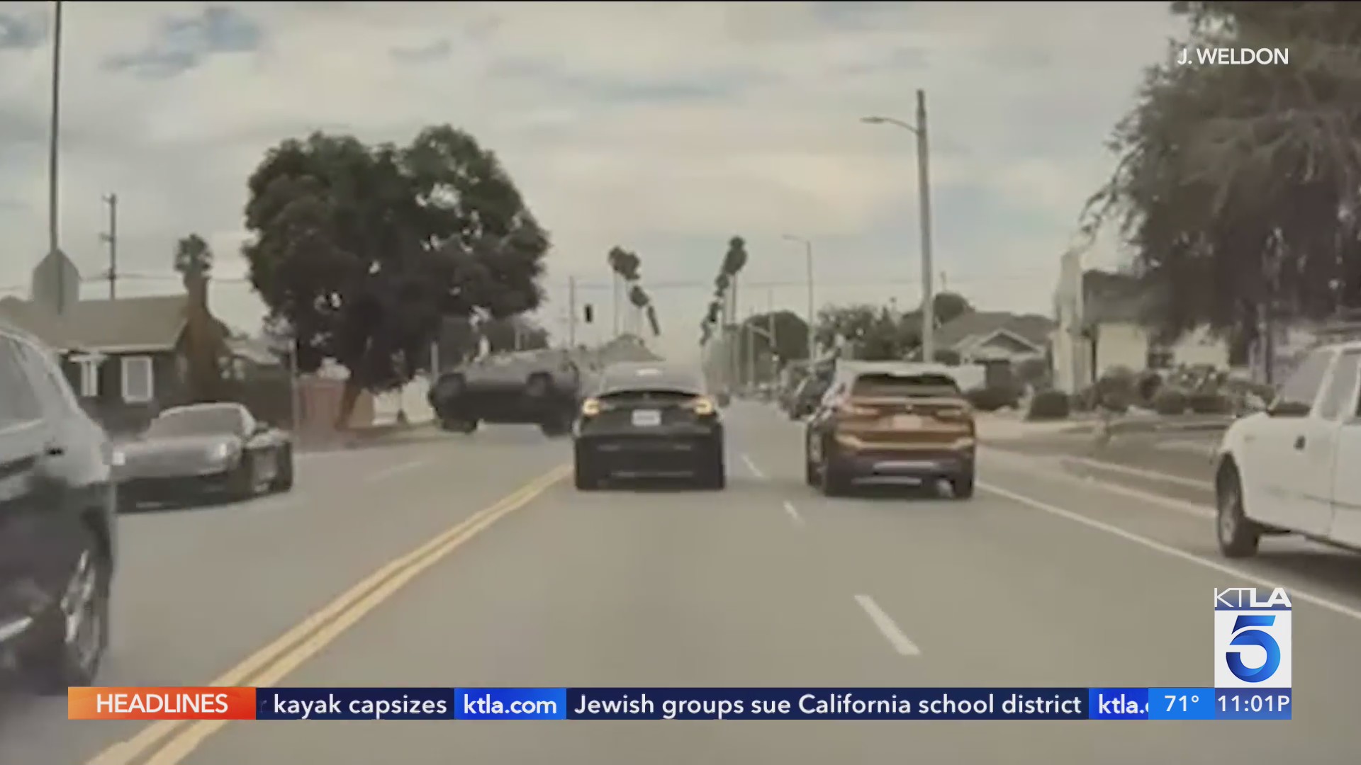 Video captures BMW run stop sign, cause multi-car crash in South L.A ...