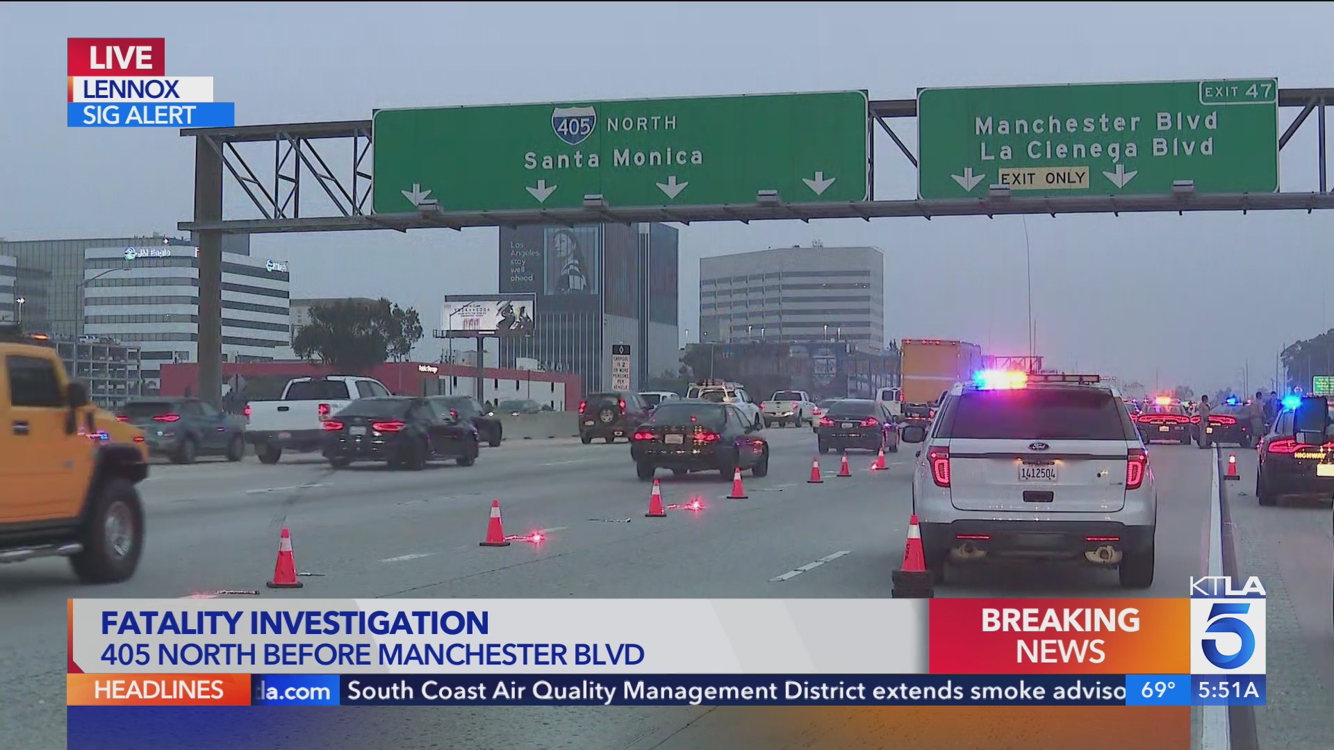 Deadly crash on 405 Freeway prompts lane closures – KTLA