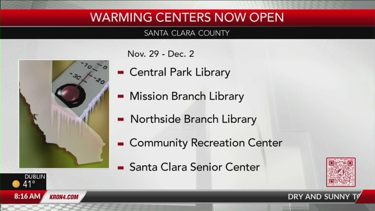 Warming centers now open in Santa Clara County – KRON4