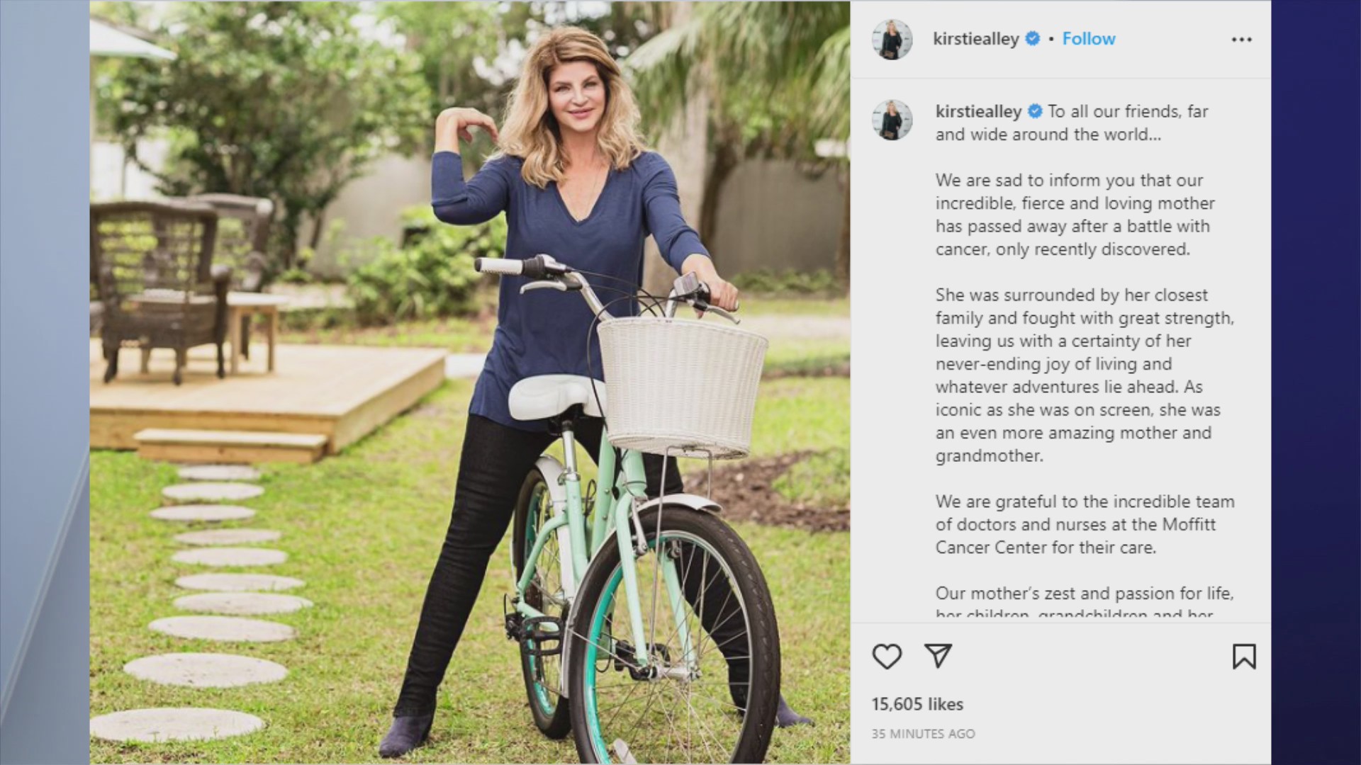 Kirstie Alley dies at 71 following battle with cancer, family says – WGN-TV