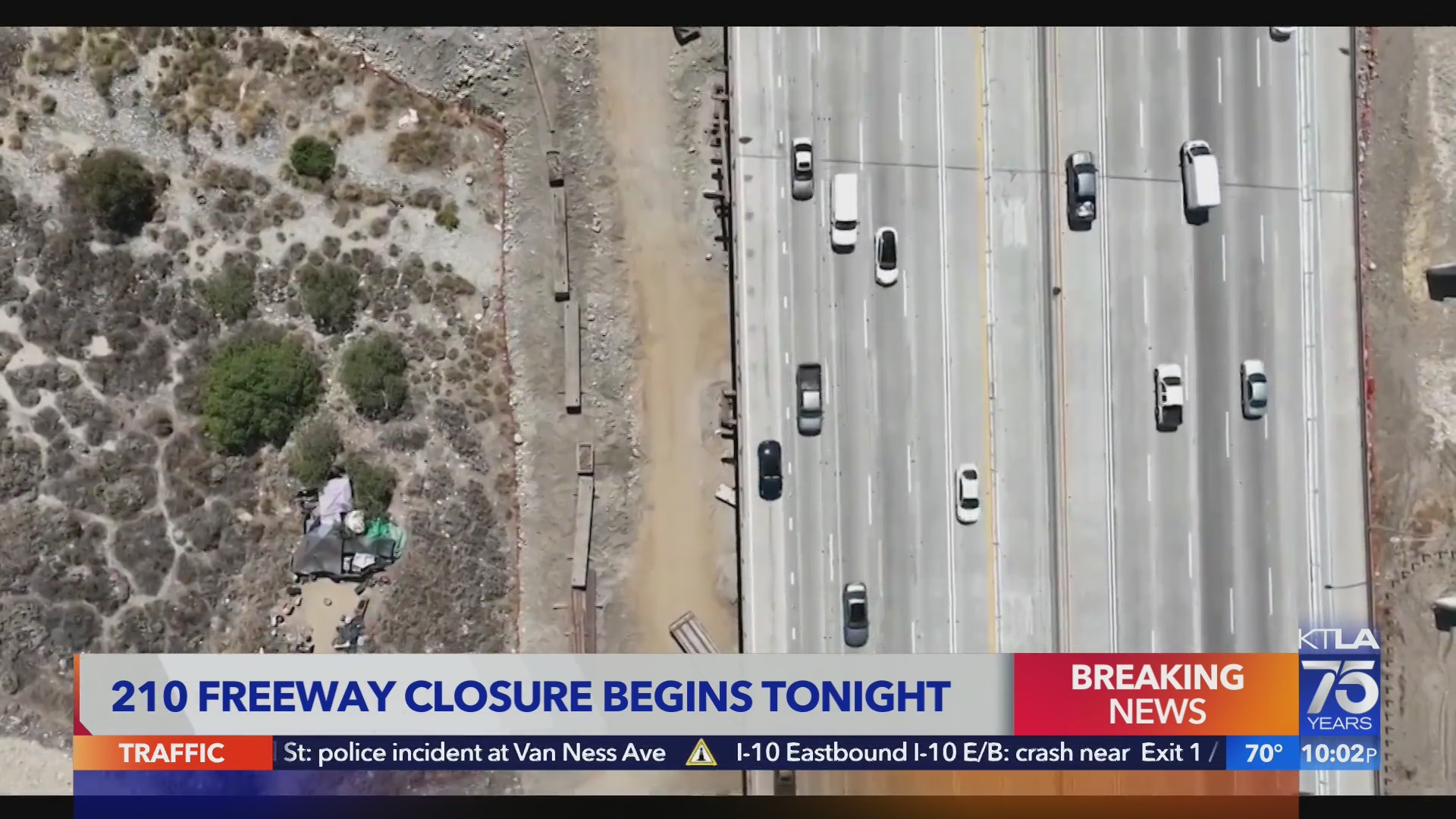 210 Fwy closure to begin Wednesday night – KTLA