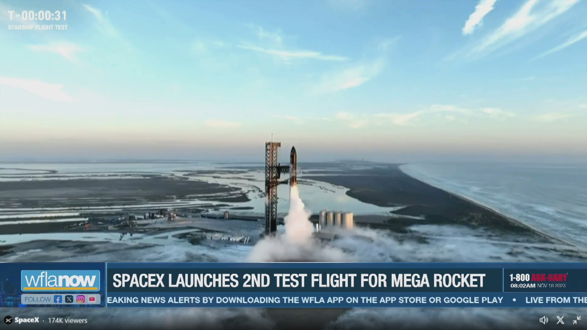SpaceX launches second mega rocket test flight for Starship mission – WFLA
