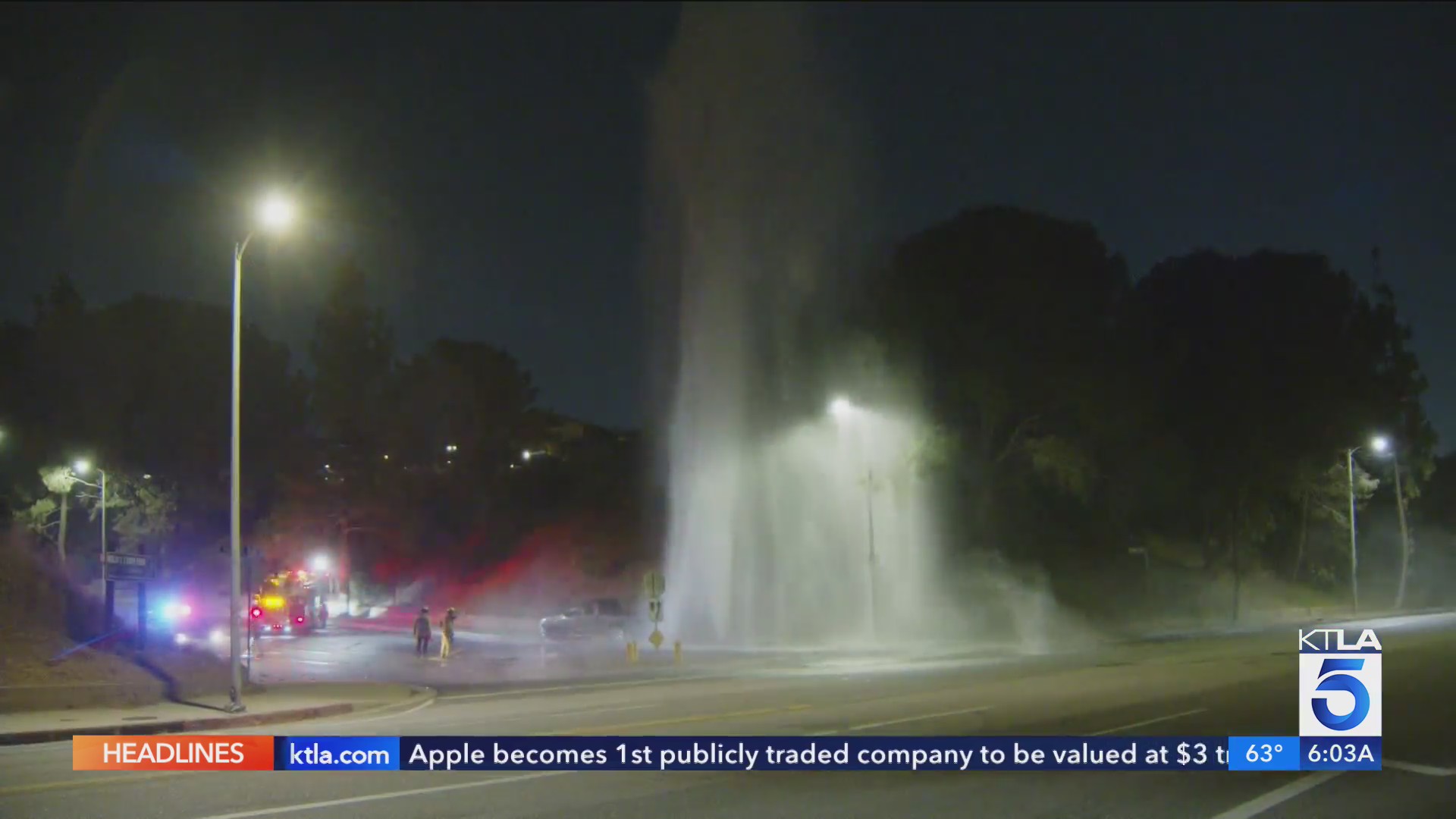 Hit and run driver strikes fire hydrant, floods street in Porter Ranch ...