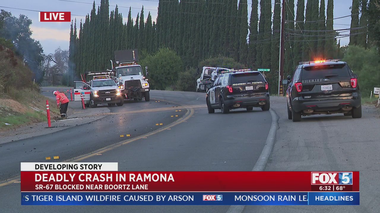 Deadly Crash In Ramona on State Route 67 – FOX 5 San Diego & KUSI News