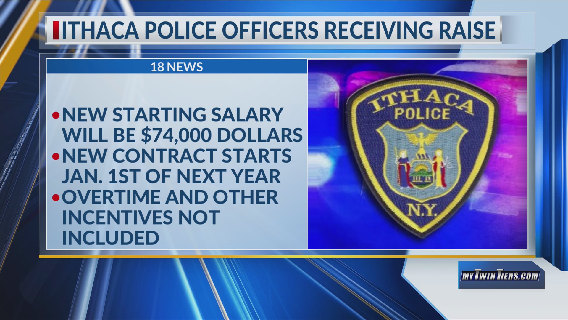 Sizeable raise coming for Ithaca Police Officers in 2024 – WETM ...