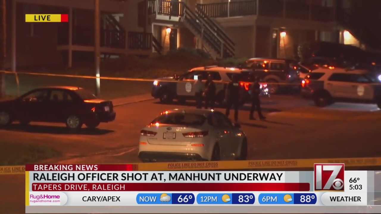 Manhunt underway after suspect shoots at Raleigh officer – CBS17.com