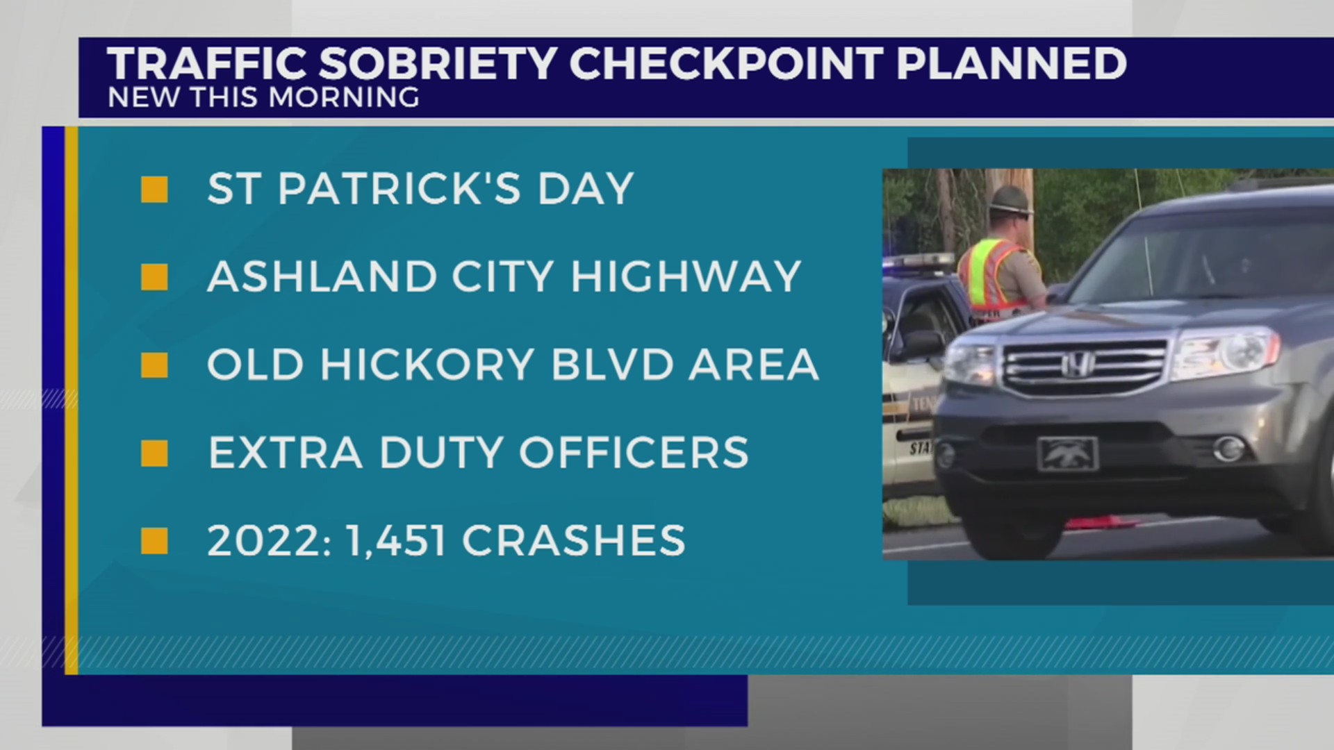 Traffic sobriety checkpoint planned in Nashville – WKRN News 2
