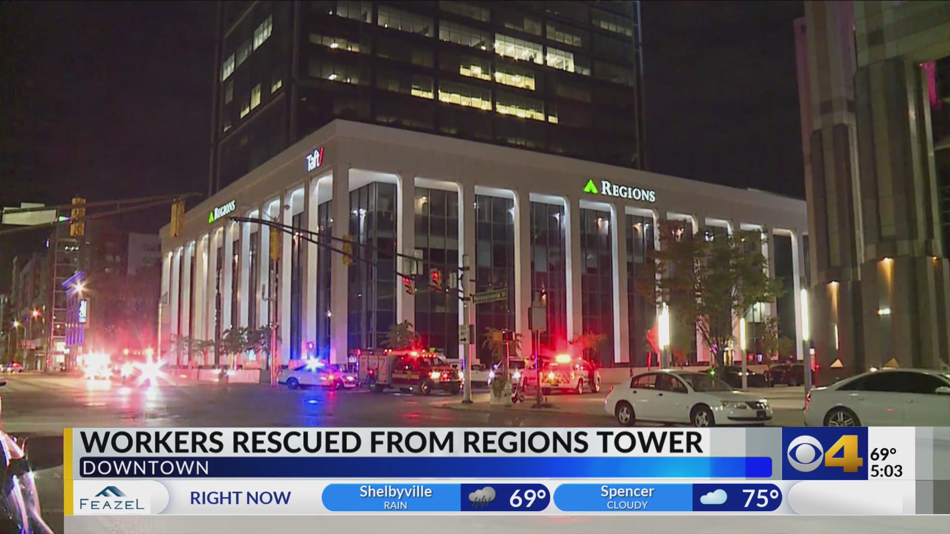 Firefighters rescue 3 men stuck outside Regions Tower – WTTV CBS4Indy