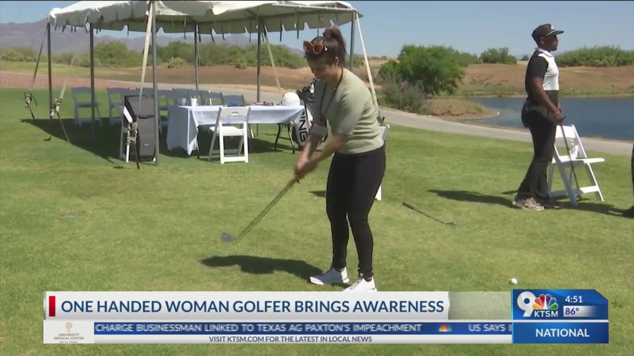One handed lady golfer teaches different golf techniques – KTSM 9 News