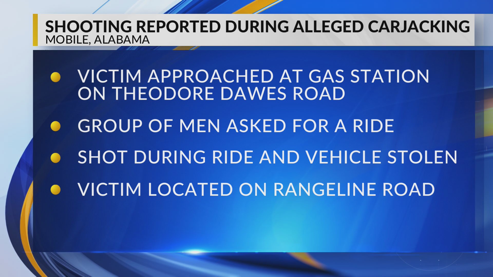 Man shot, car stolen at Theodore gas station: Mobile Police – WKRG News 5