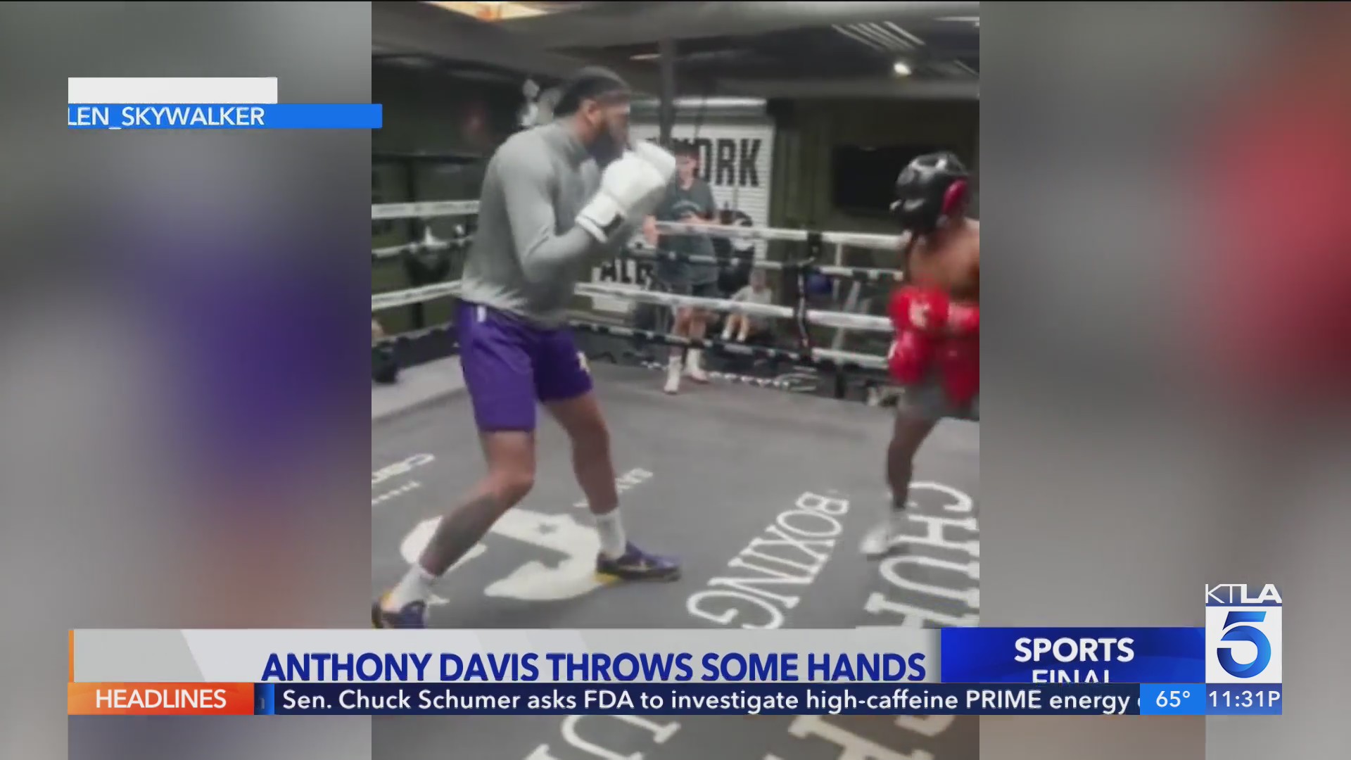 Lakers’ Anthony Davis jumps into the boxing ring – KTLA