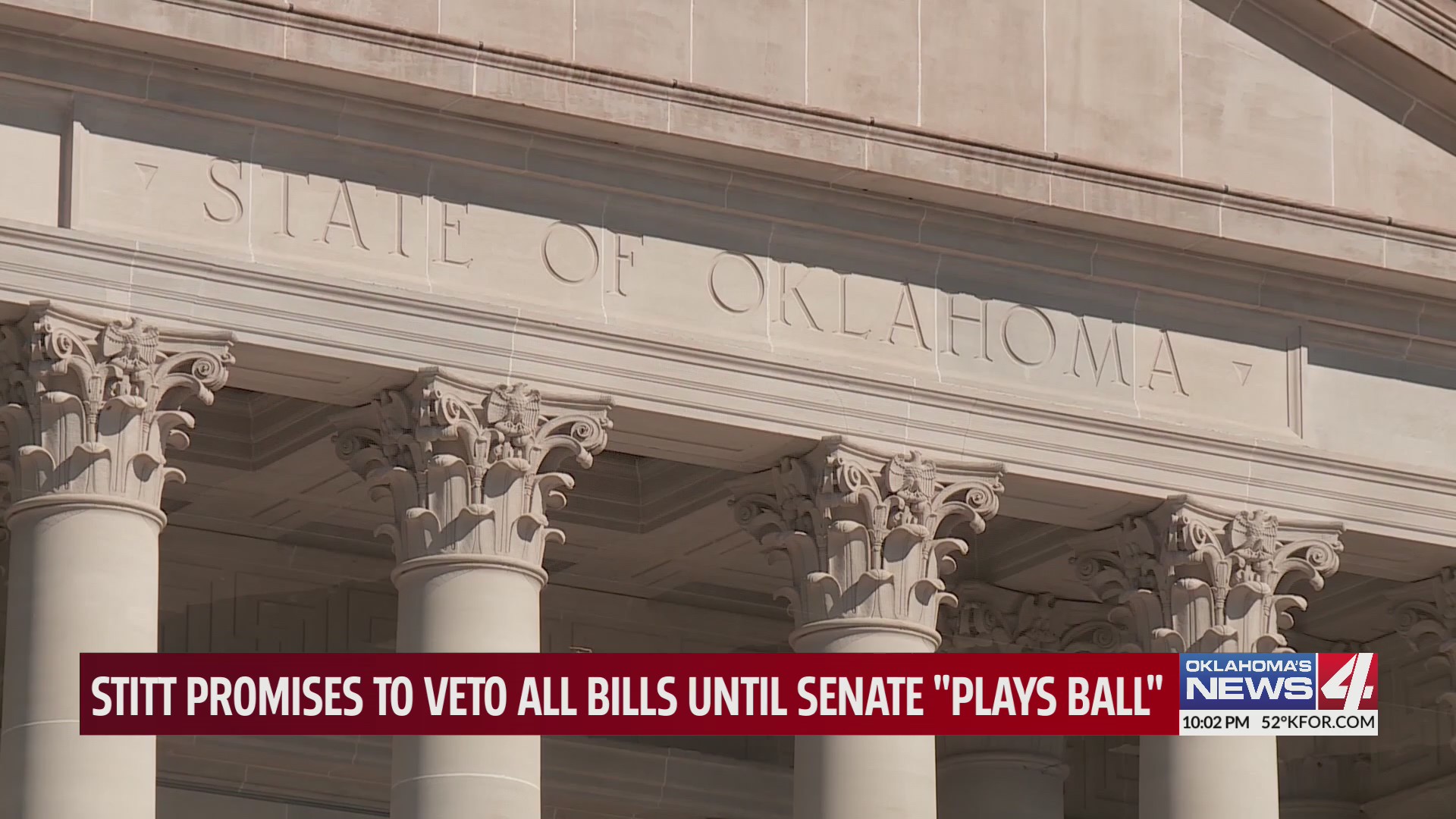 Stitt promises to veto all bills until senate “plays ball” – KFOR.com ...