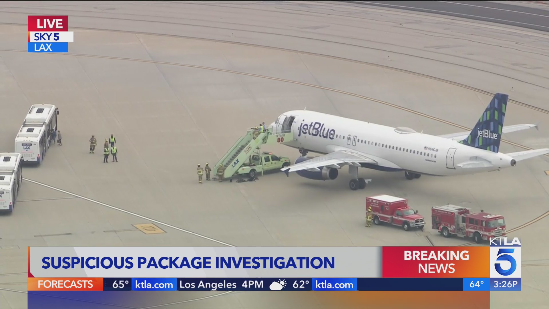 Plane evacuated at LAX for suspicious package investigation – KTLA