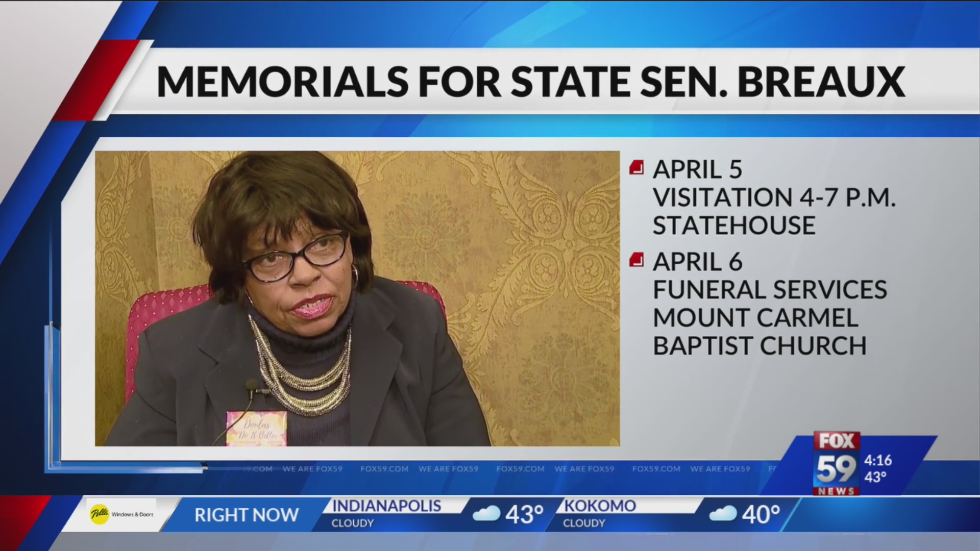 Memorial plans announced for State Sen. Jean Breaux – Fox 59