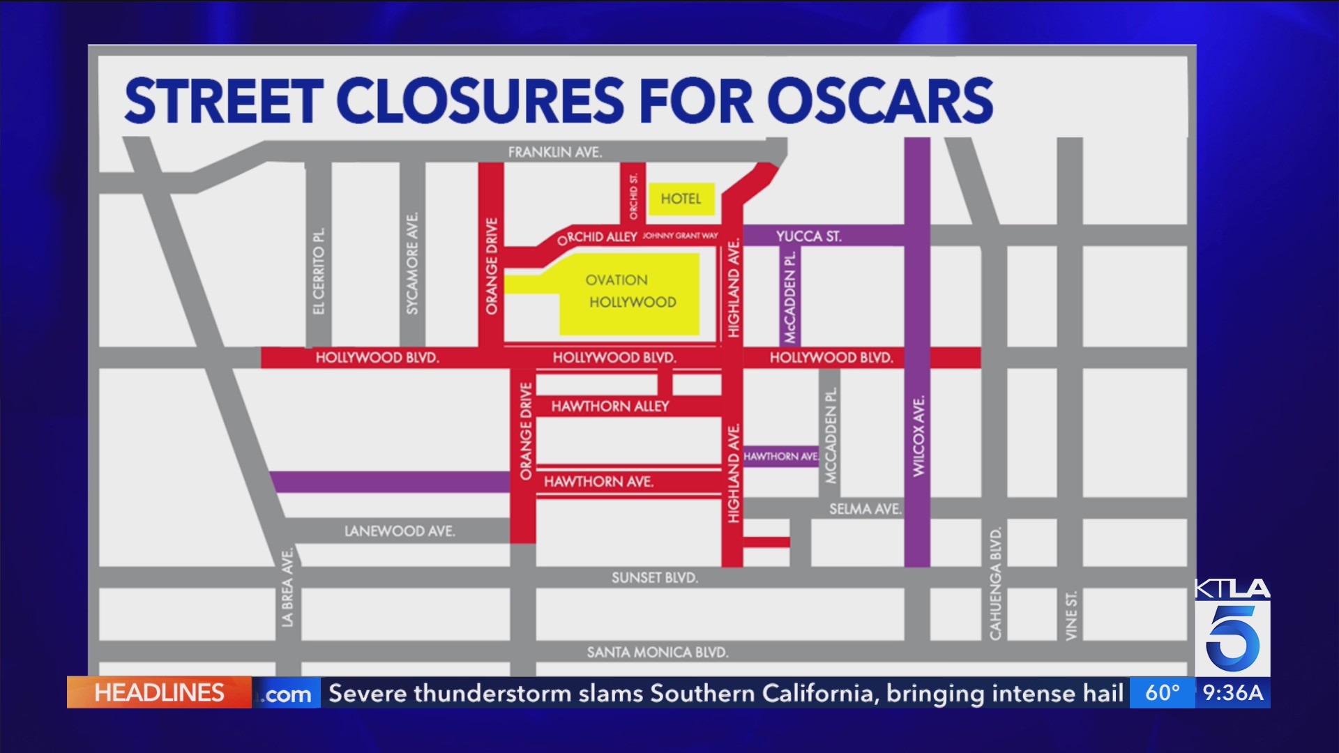 Hollywood street closures in place as Oscars preparations are made – KTLA
