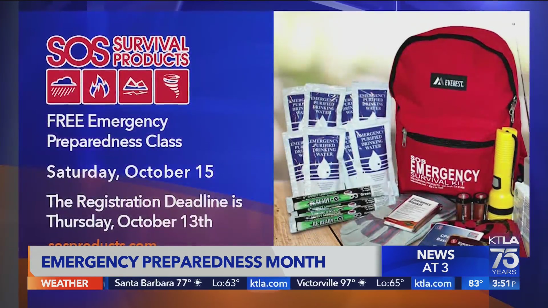 September is National Preparedness Month – SOS Survival Products – KTLA