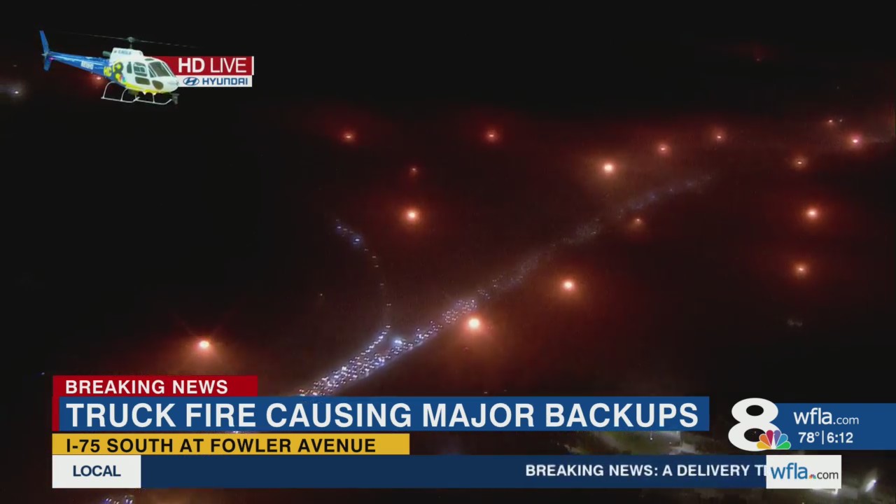 FedEx truck fire causes major backups on I-75 – WFLA
