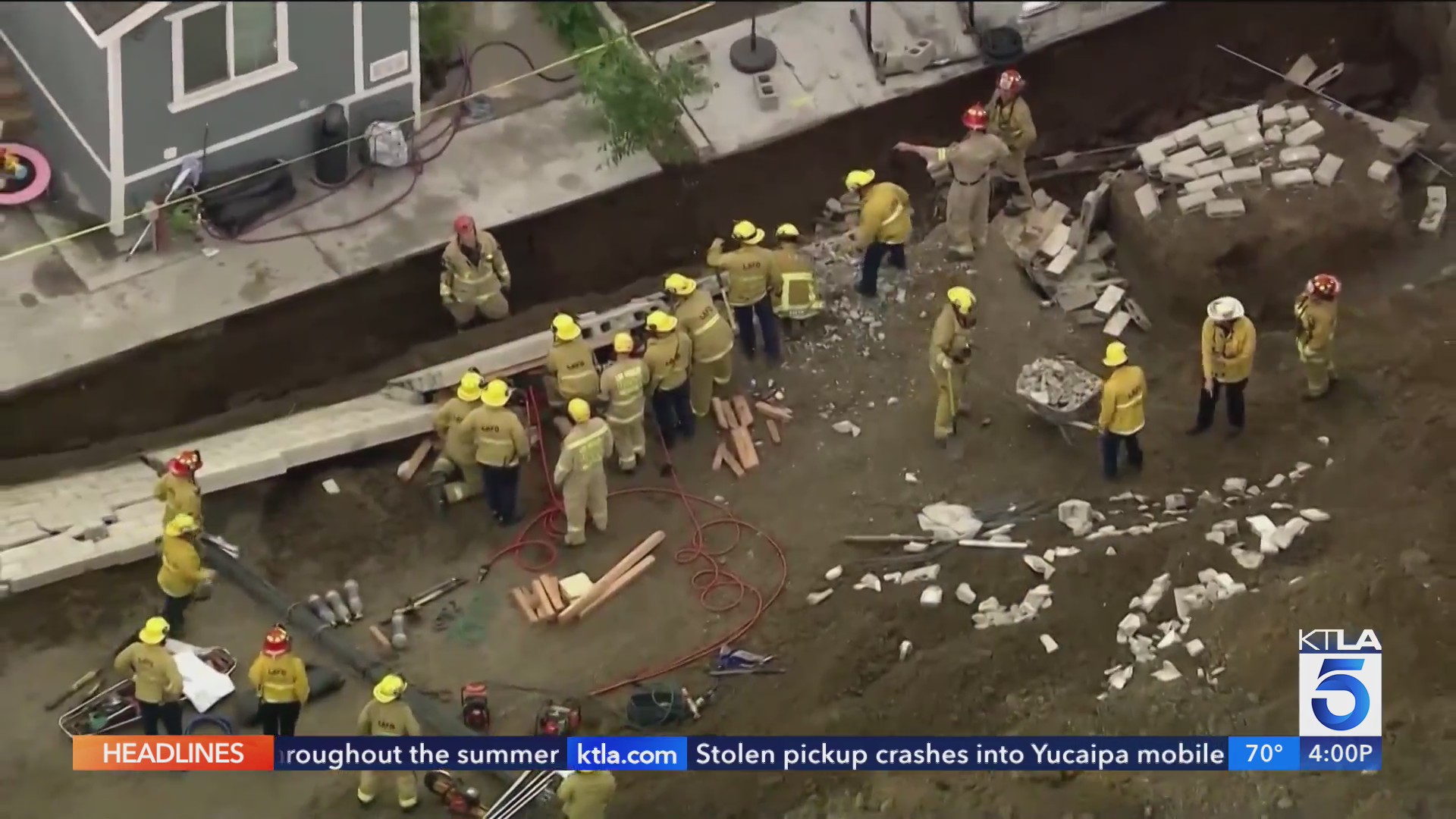 Worker dies after getting crushed by concrete wall – KTLA