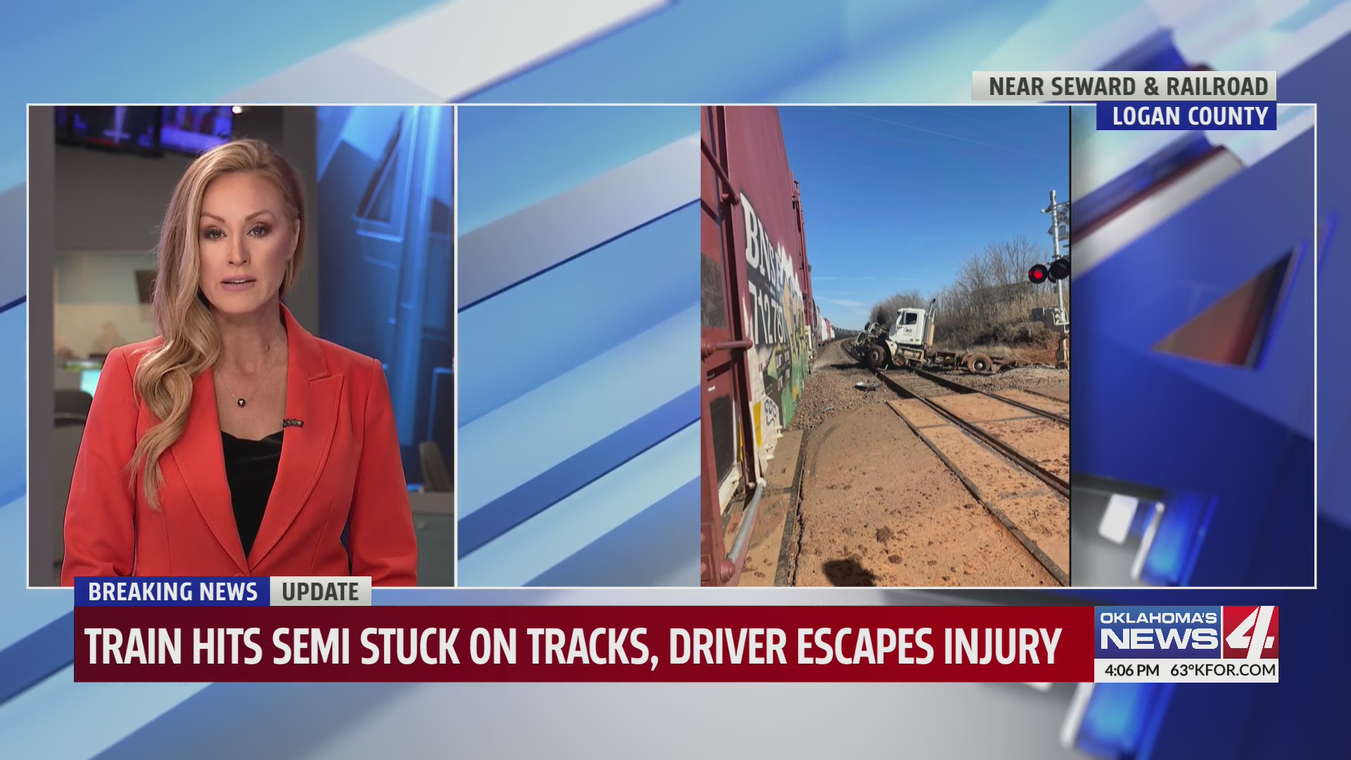 Train hits semi stuck on tracks, driver escapes injury – KFOR.com ...