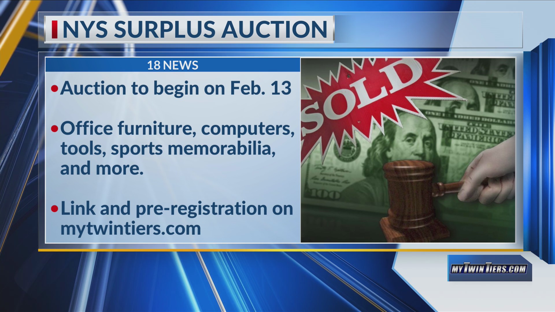 Online auctions for New York State surplus items begin February 13 ...