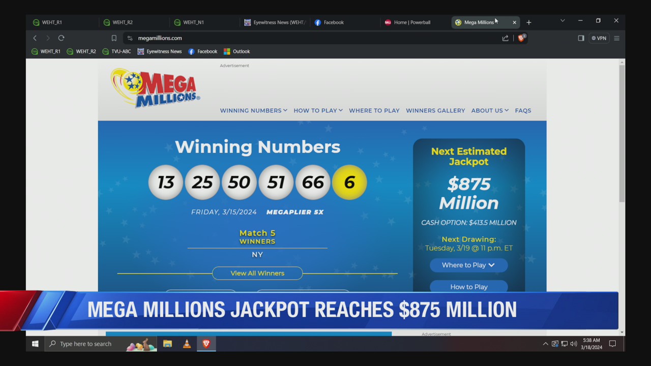 major jackpots continues to grow – Eyewitness News (WEHT/WTVW)