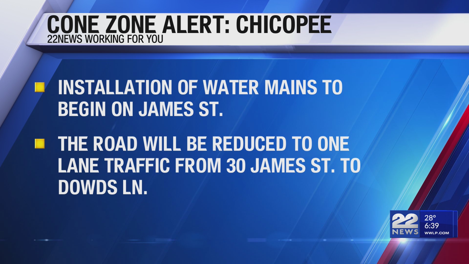 Water mains being installed on James Street in Chicopee – WWLP