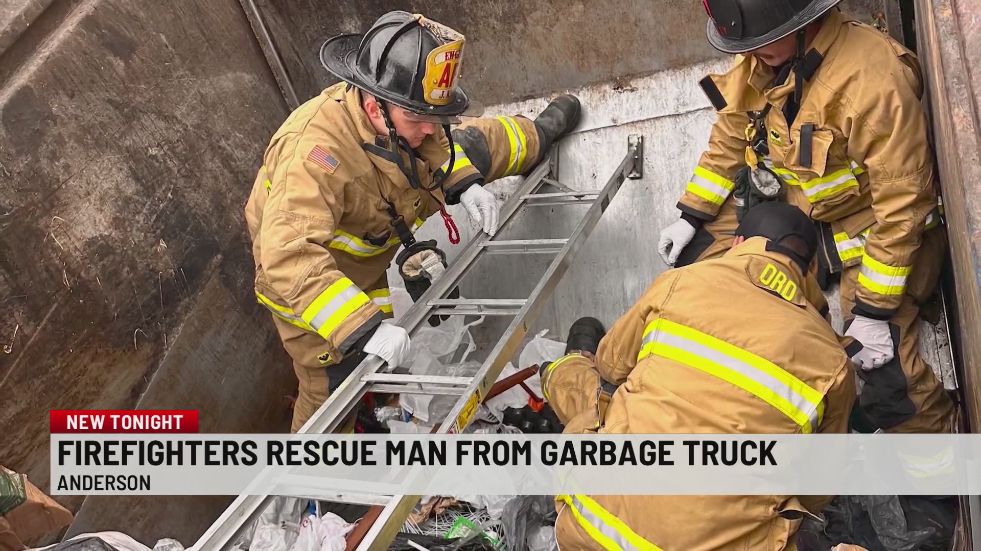 Anderson firefighters rescue person trapped in waste truck – WSPA 7NEWS