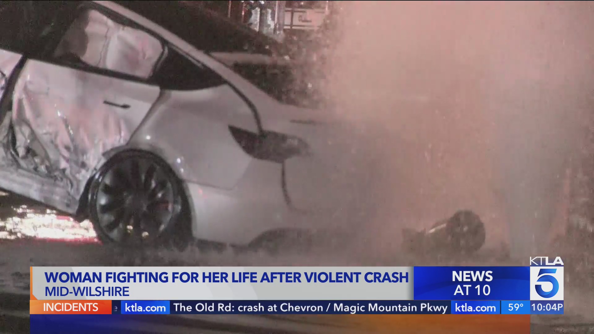 Woman fights for her life after violent crash in Mid-Wilshire – KTLA