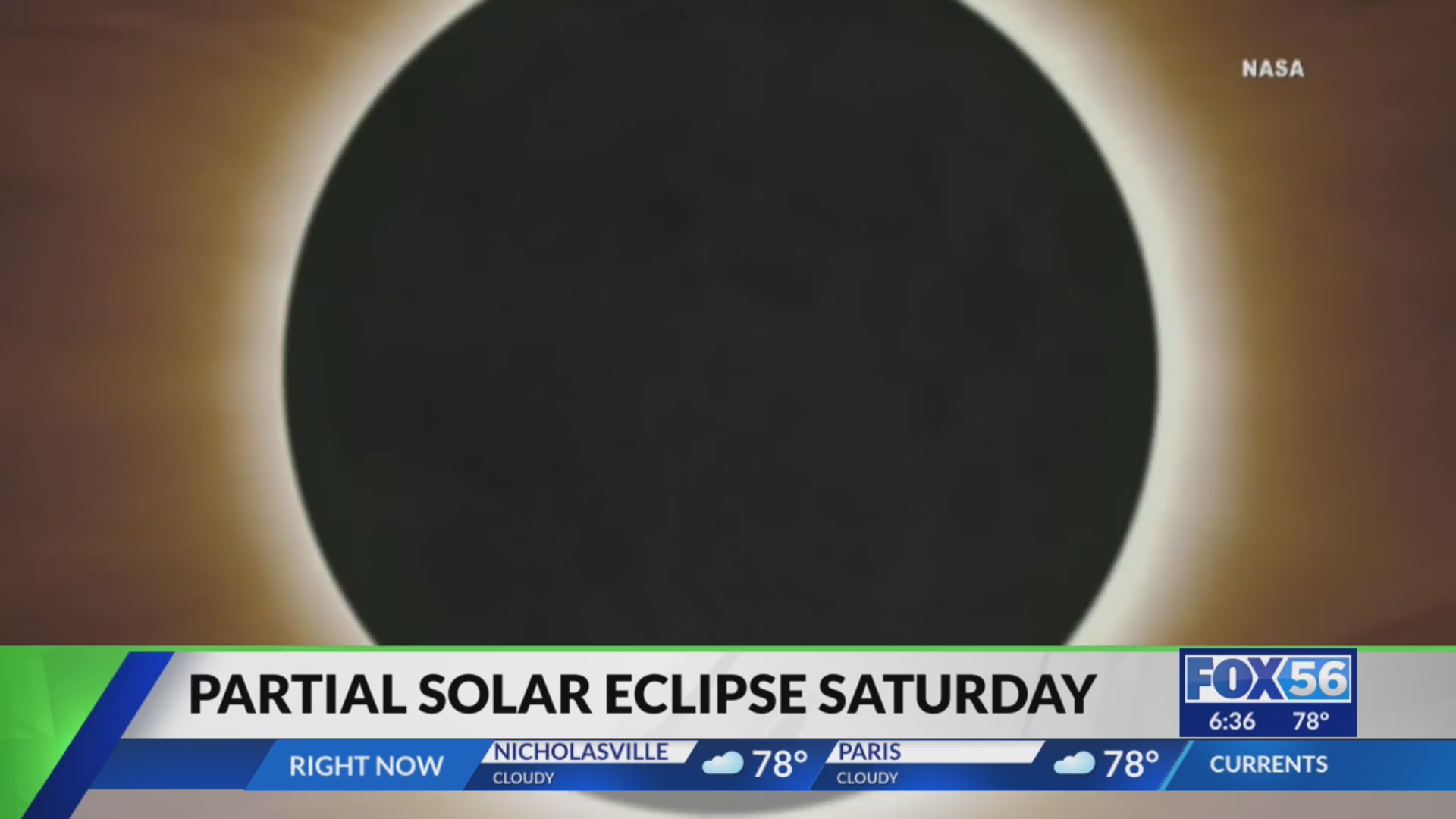 Kentucky will experience a partial solar eclipse Saturday – FOX 56 News