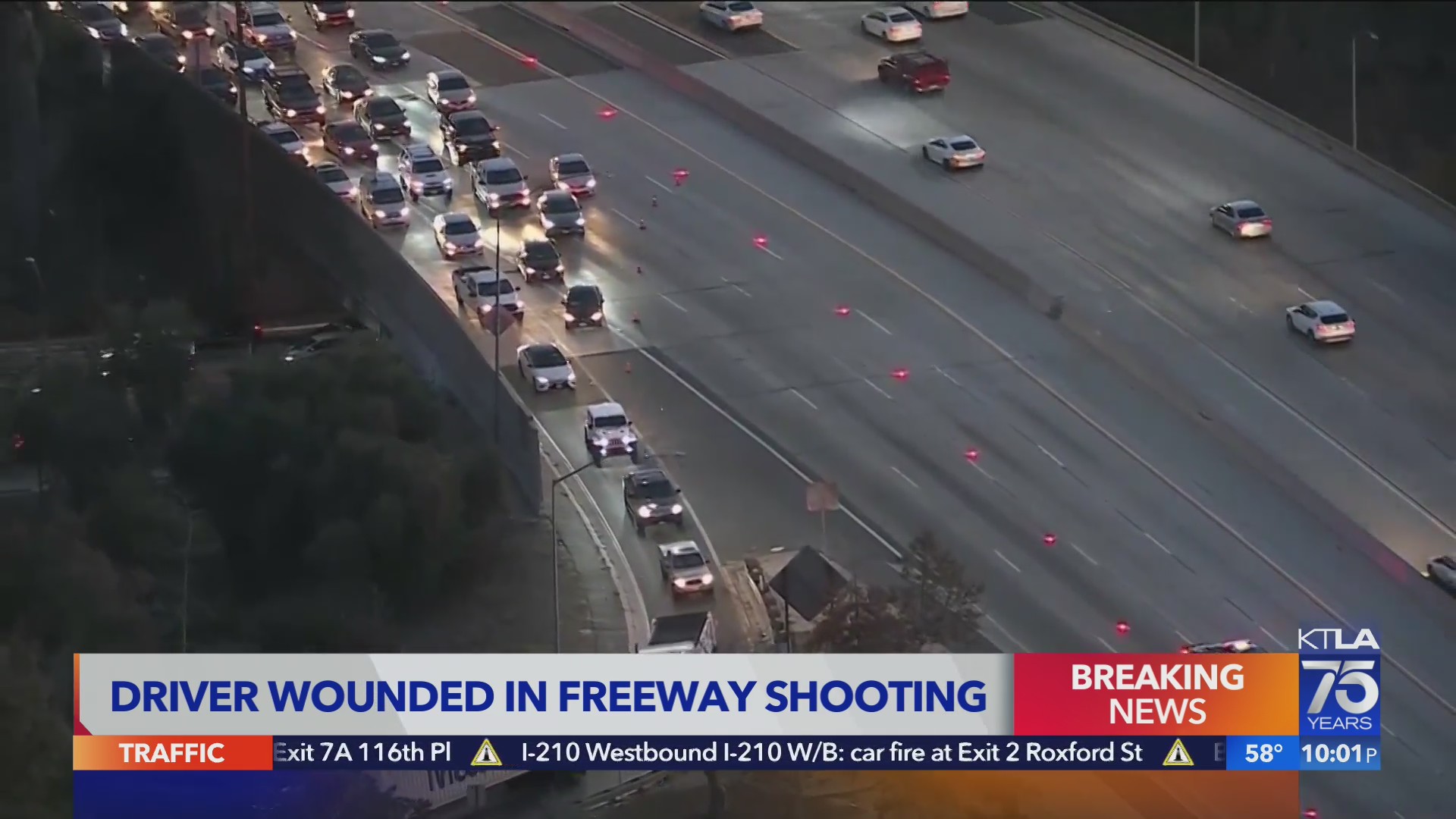 Driver wounded in 405 Freeway shooting – KTLA