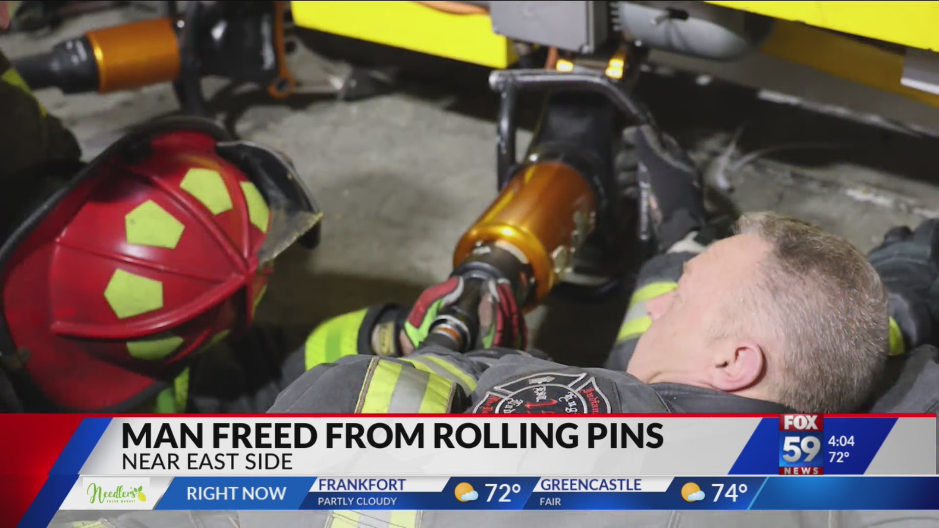 Firefighters rescue man after leg trapped in rolling machine – Fox 59