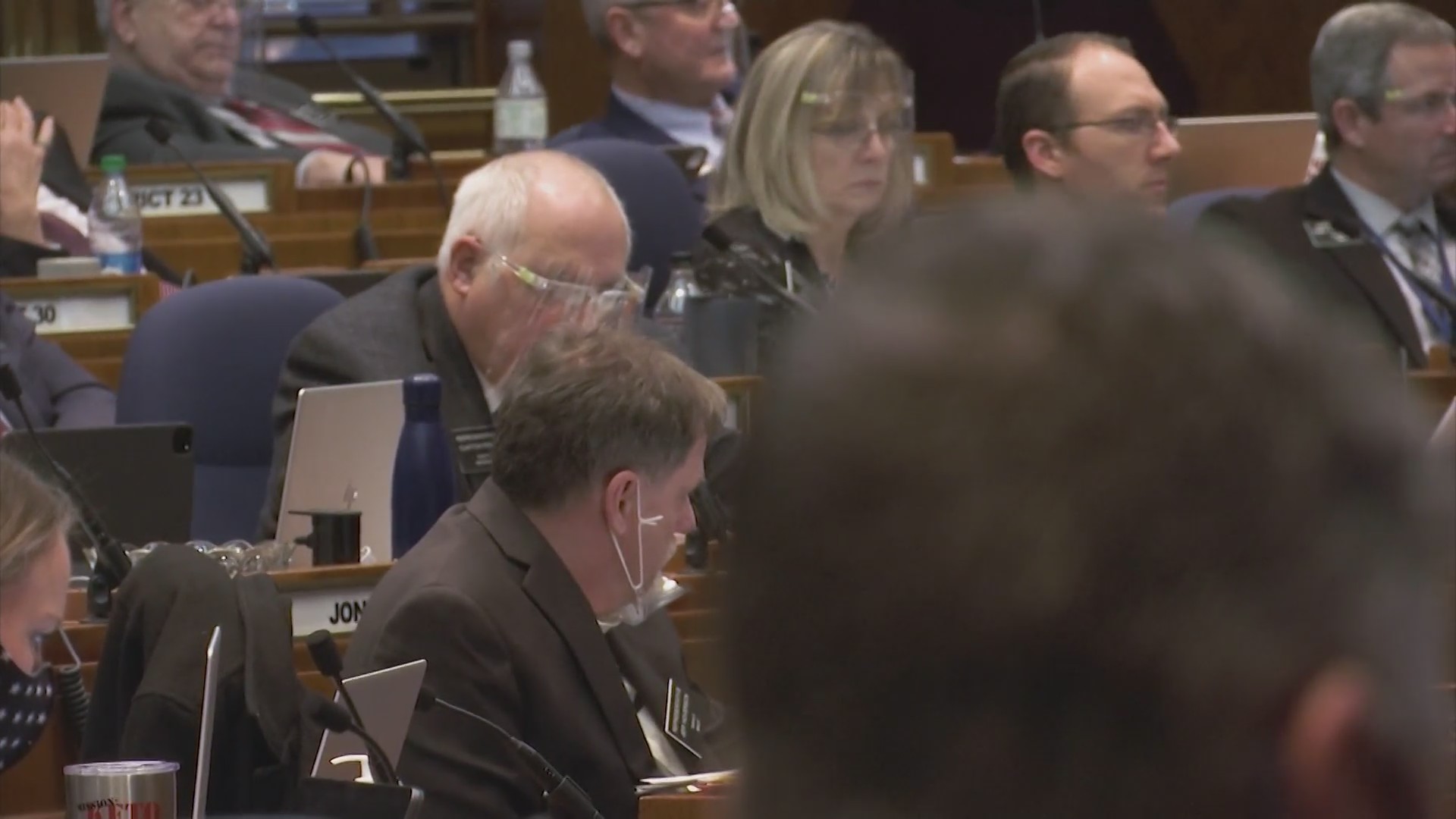 Senators Tracy Potter and Joan Heckaman with over-run Investigations ...