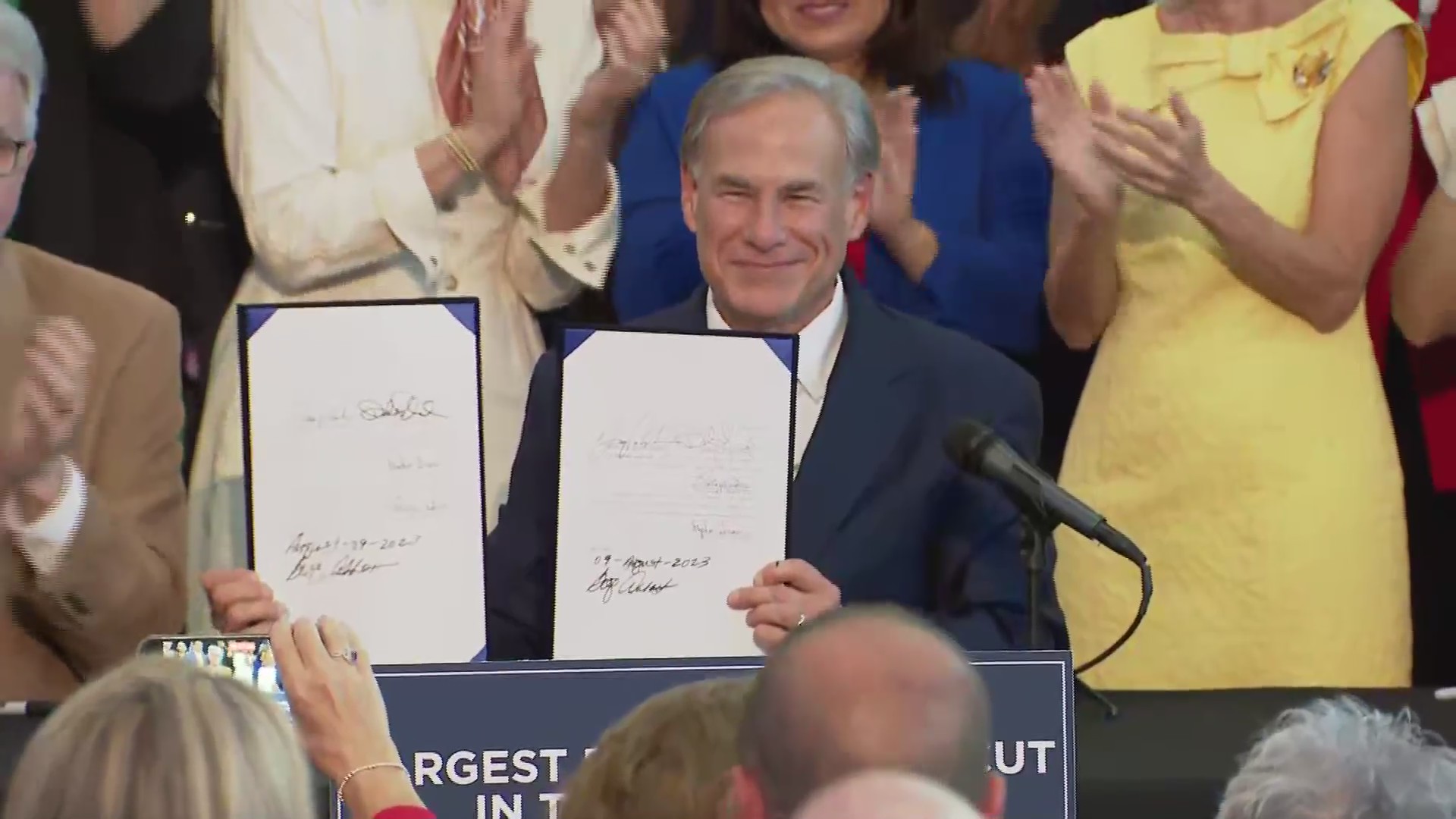 Gov. Greg Abbott holds ceremonial signing of historic property tax cut ...
