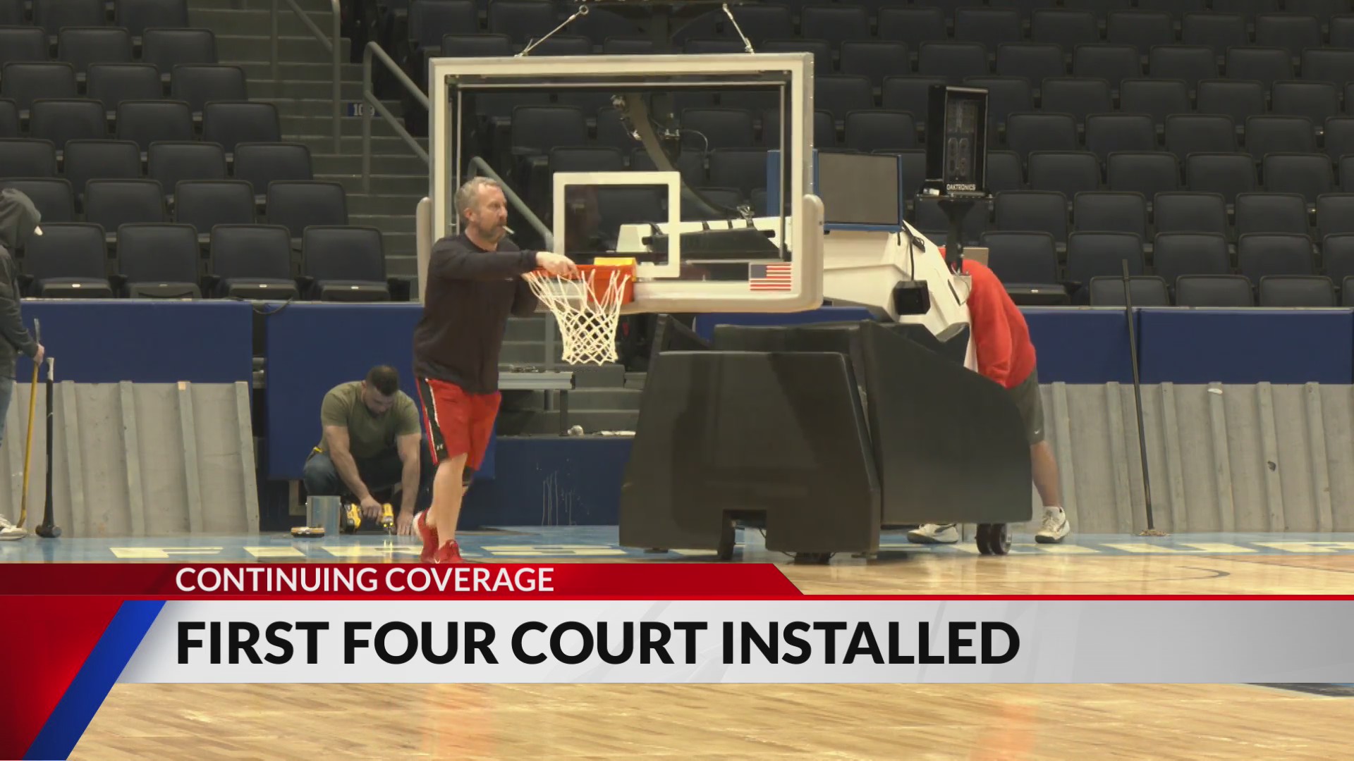 Court installed for First Four NCAA Tournament games at UD arena – WDTN.com