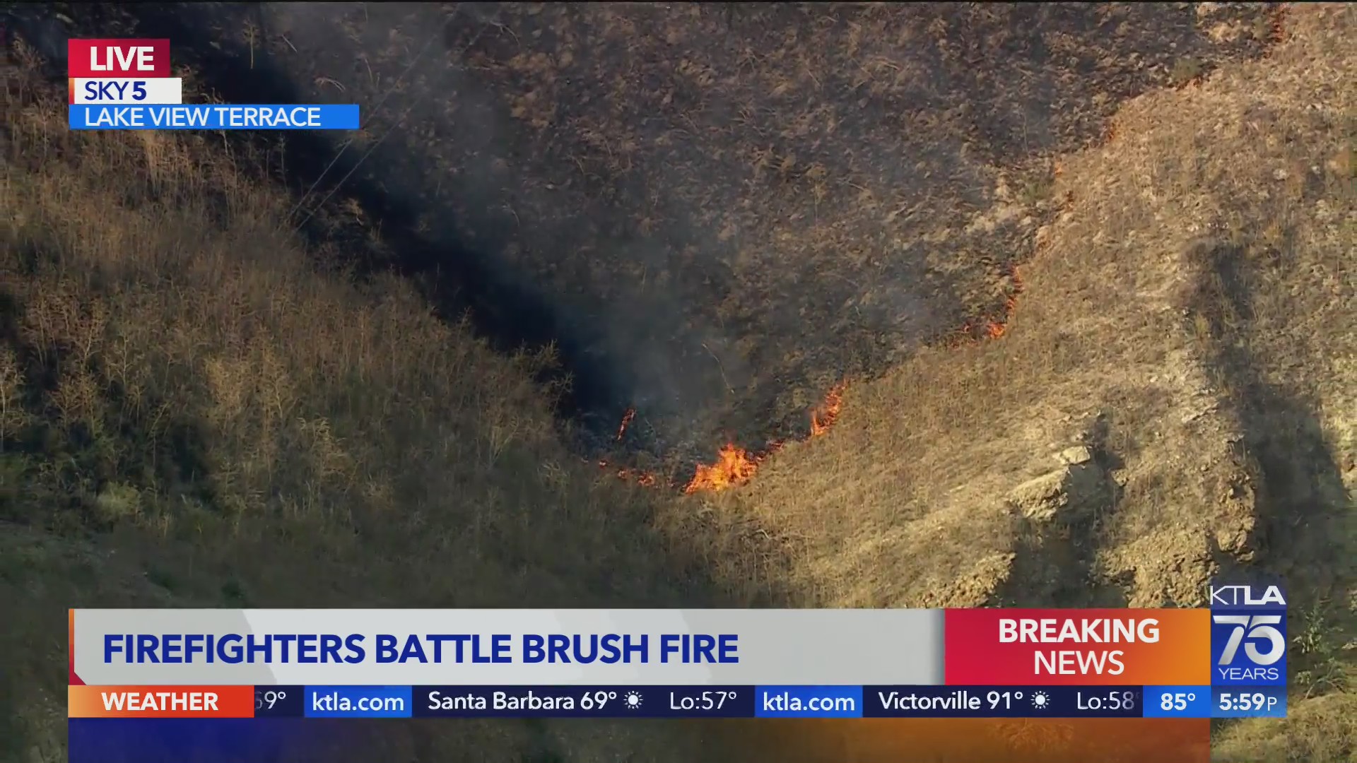 Brush fire in Lopez Canyon – KTLA