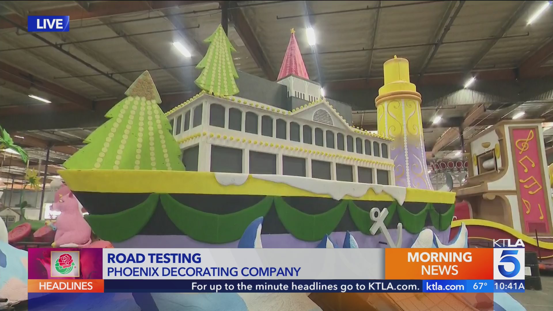 Rose Parade Float Preparation #4: Phoenix Decorating Float Testing – KTLA