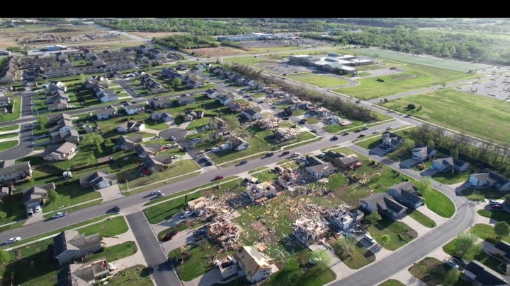 Video of Andover tornado damage from above – KSN-TV