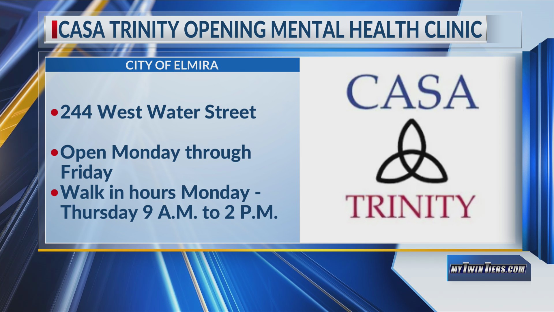 New CASA-Trinity mental health clinic now open in Elmira – WETM ...