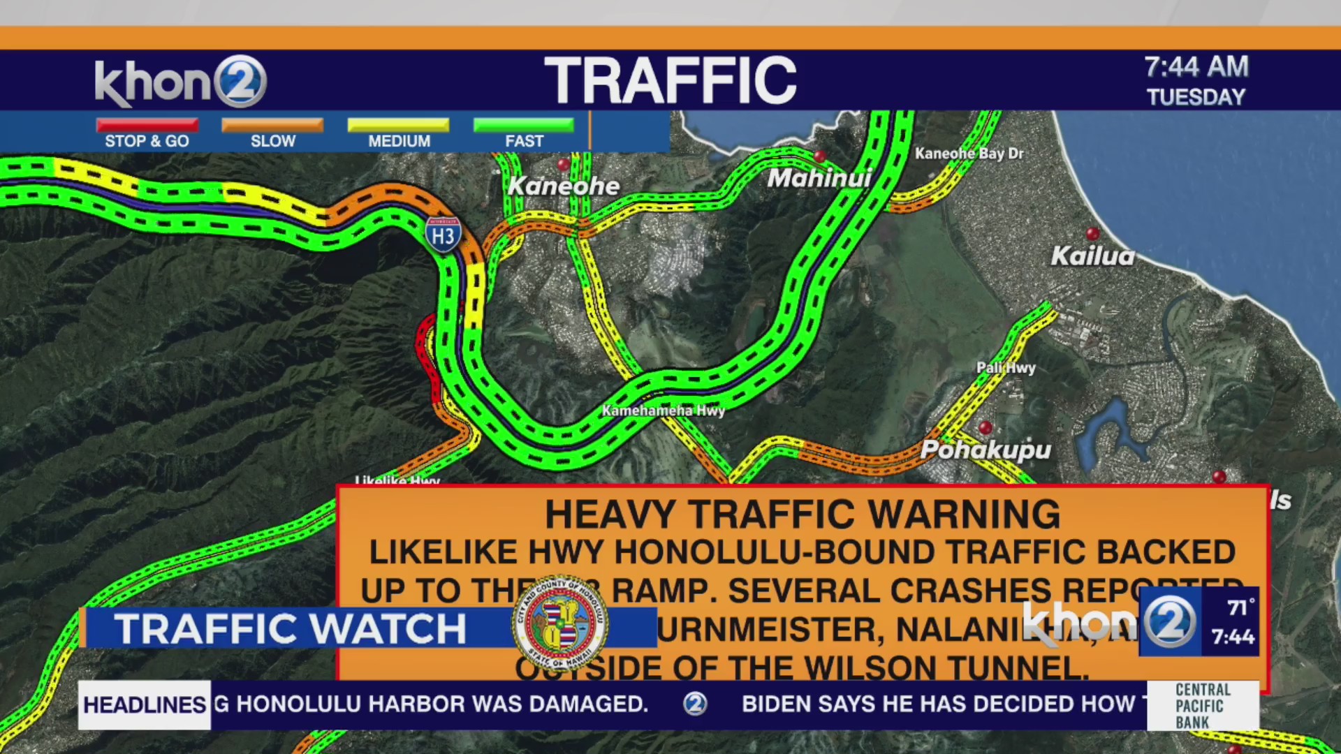 Likelike Hwy backed up following morning of multiple accidents – KHON2