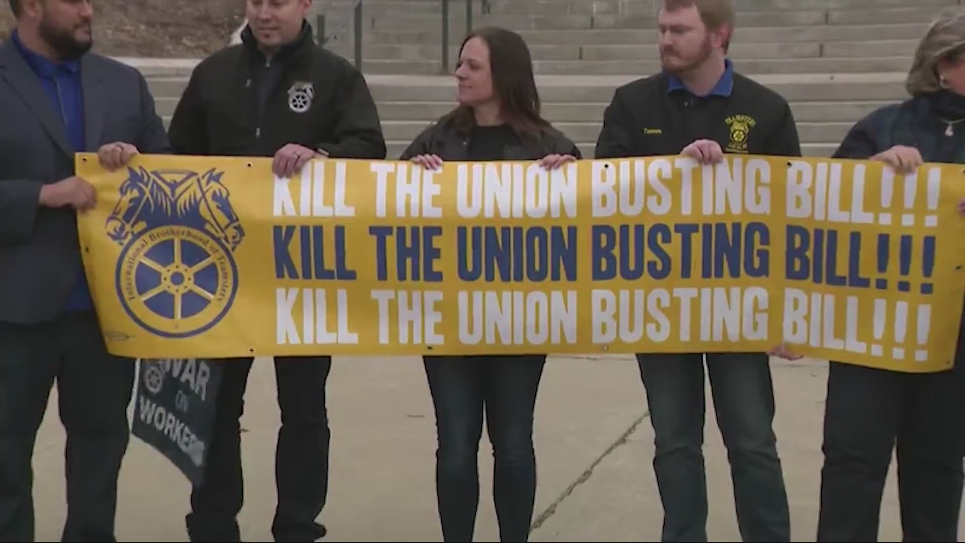 Teamsters protest what they call the latest union-busting bill at ...