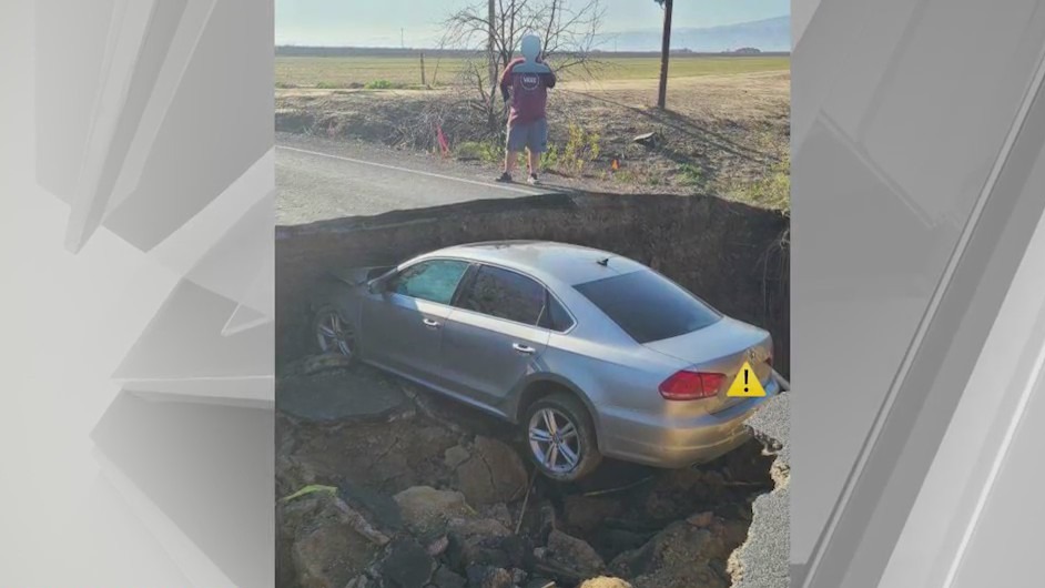 Driver ignores road closure, falls into collapsed road – FOX40 News