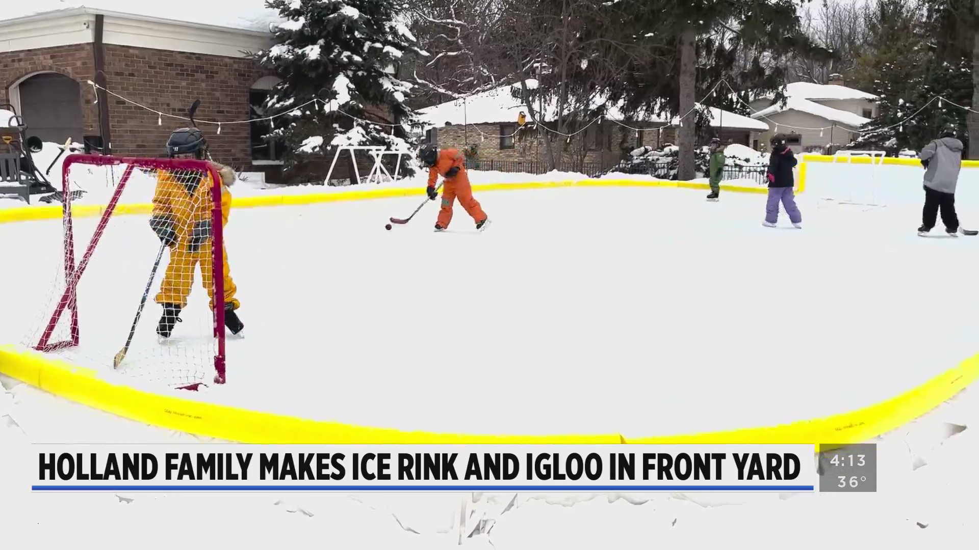 Holland family makes ice rink, igloo in front yard – WOODTV.com