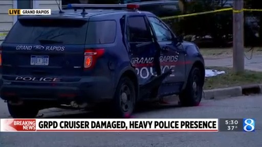 GRPD cruiser damaged, heavy police presence – WOODTV.com